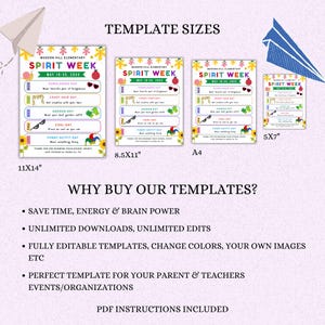 Spring Spirit Week Flyer Template, Editable School Spirit Schedule ...