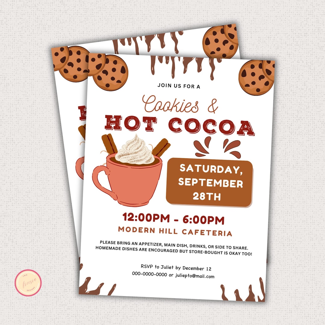 Cookies and Hot Cocoa Flyer Template, Editable Fall Church ...