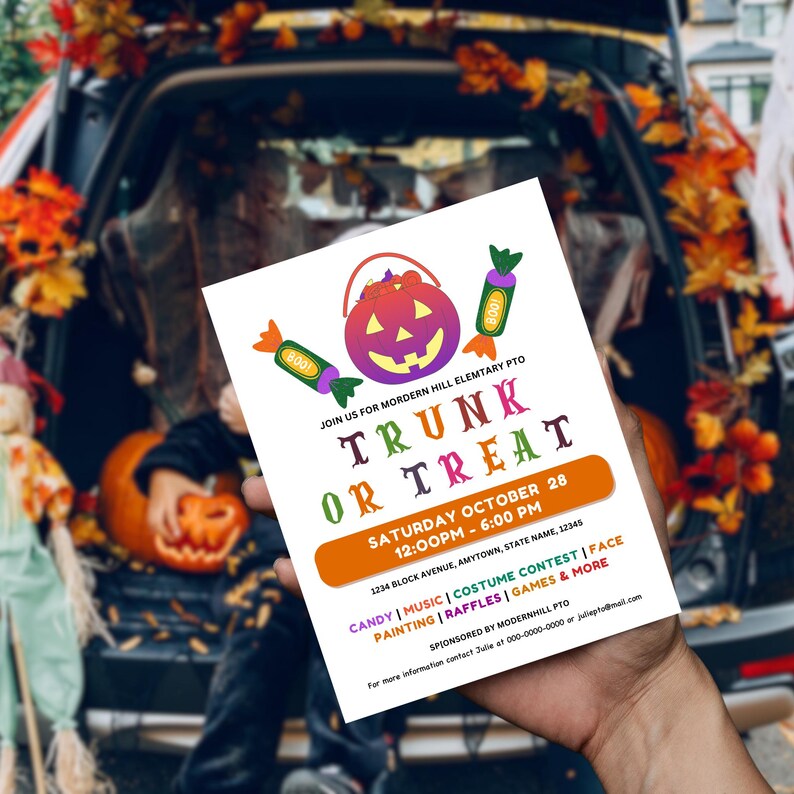 Trunk or Treat Flyer, Vehicle Registration, Sign up Sheet Template ...