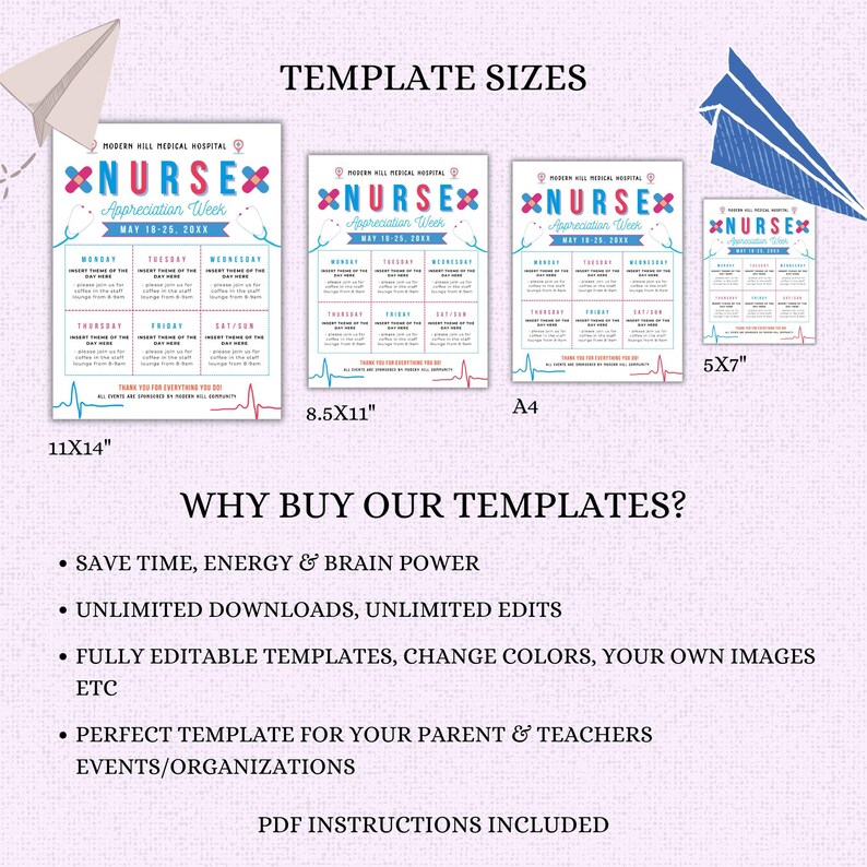 Nurse Appreciation Week Flyer, Itinerary Flyer, Canva Poster, Editable ...