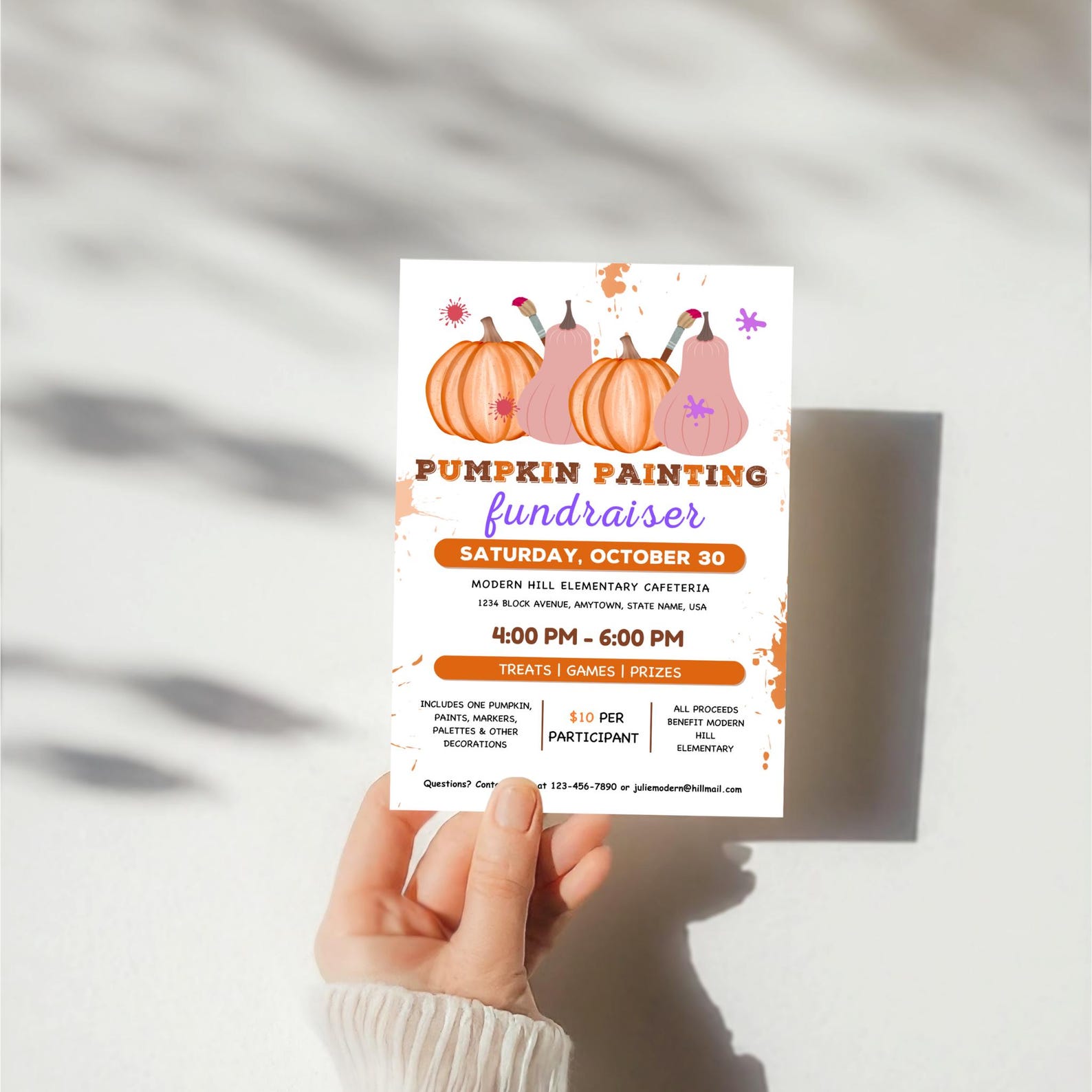 Editable Pumpkin Painting Flyer/poster for School Fundraiser, Community ...