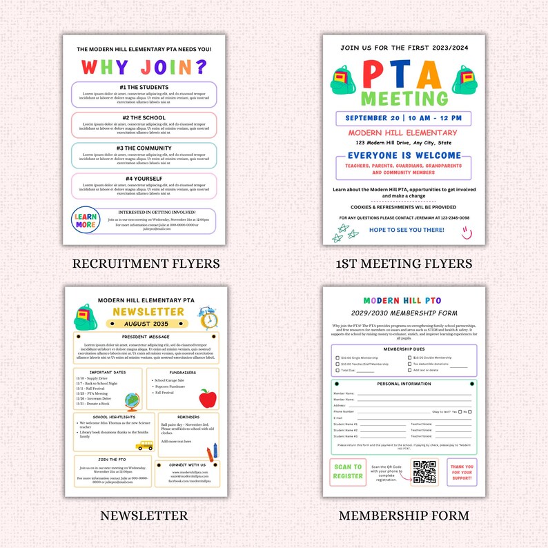 PTO PTA Flyer/form Template Bundle Editable Canva Recruitment ...
