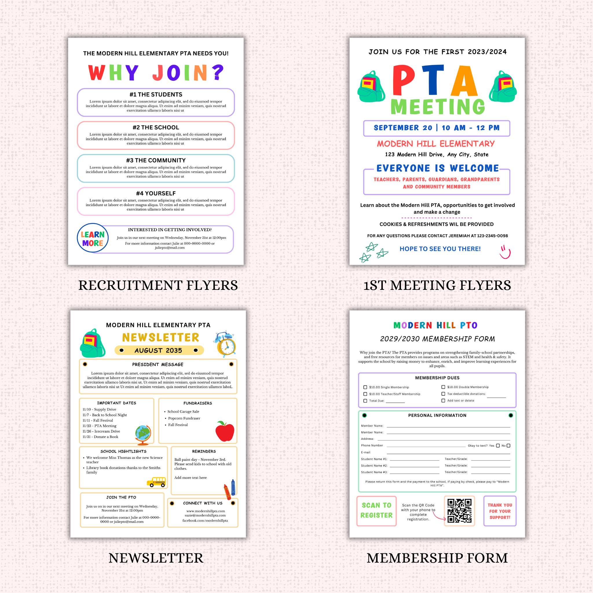 PTO PTA Flyer/form Template Bundle Editable Canva Recruitment ...