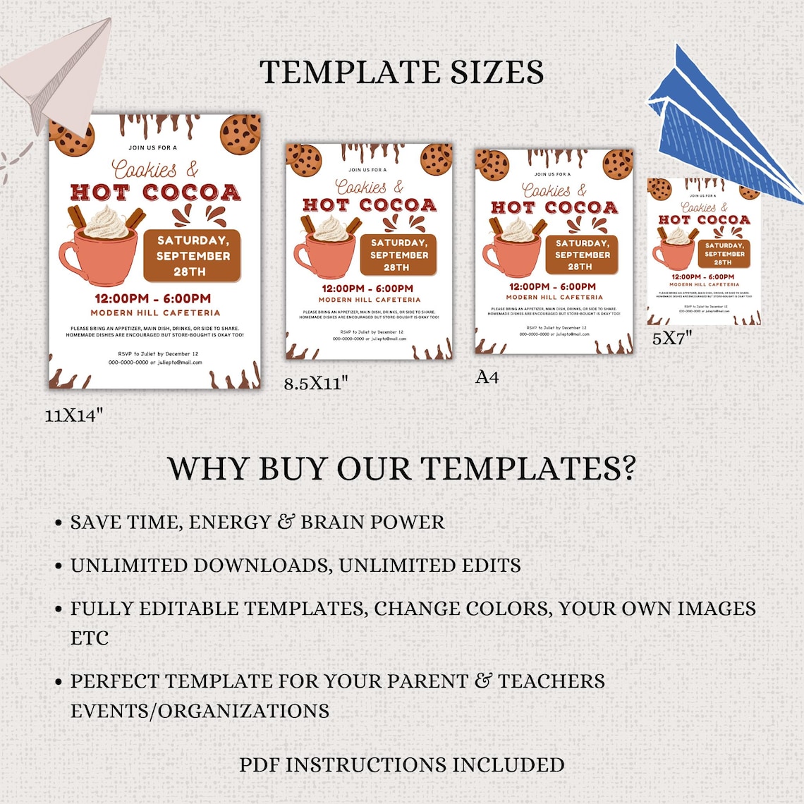 Cookies and Hot Cocoa Flyer Template, Editable Fall Church ...