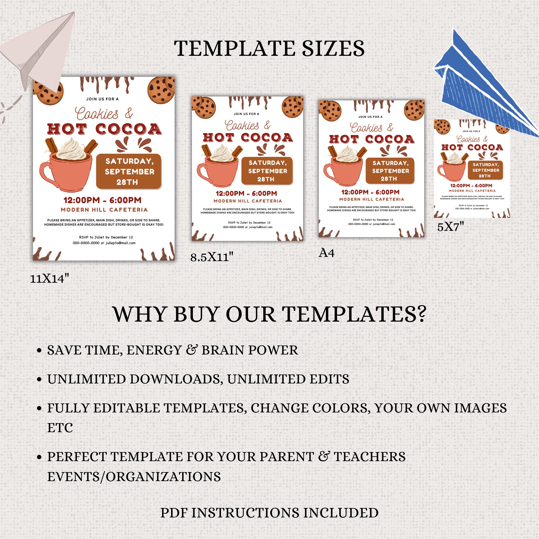 Cookies and Hot Cocoa Flyer Template, Editable Fall Church ...
