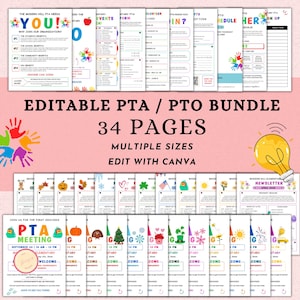 Ultimate PTO PTA Flyer/form Template Bundle - Editable Recruitment ...