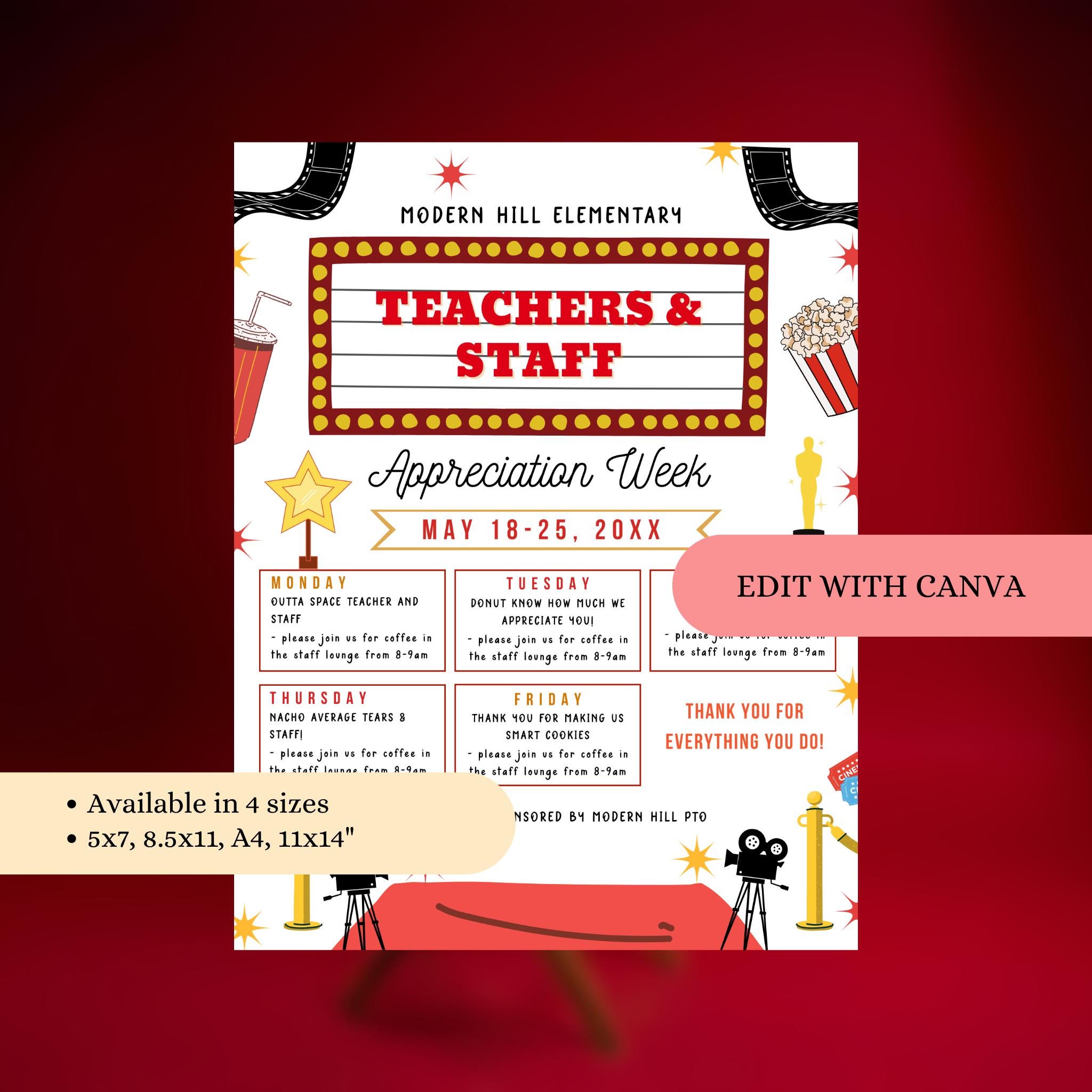 VIP Hollywood Theme-themed Teacher Appreciation Week Flyer, Hollywood ...