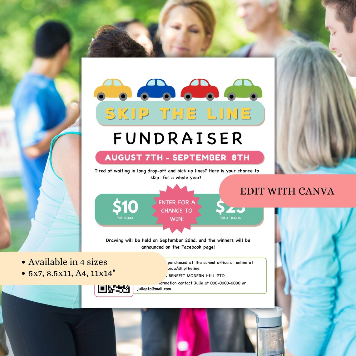 Skip the Line Fundraiser Flyer Template, School PTO PTA Raffle ... Skip the Line Fundraiser Flyer Template, School PTO PTA Raffle ...