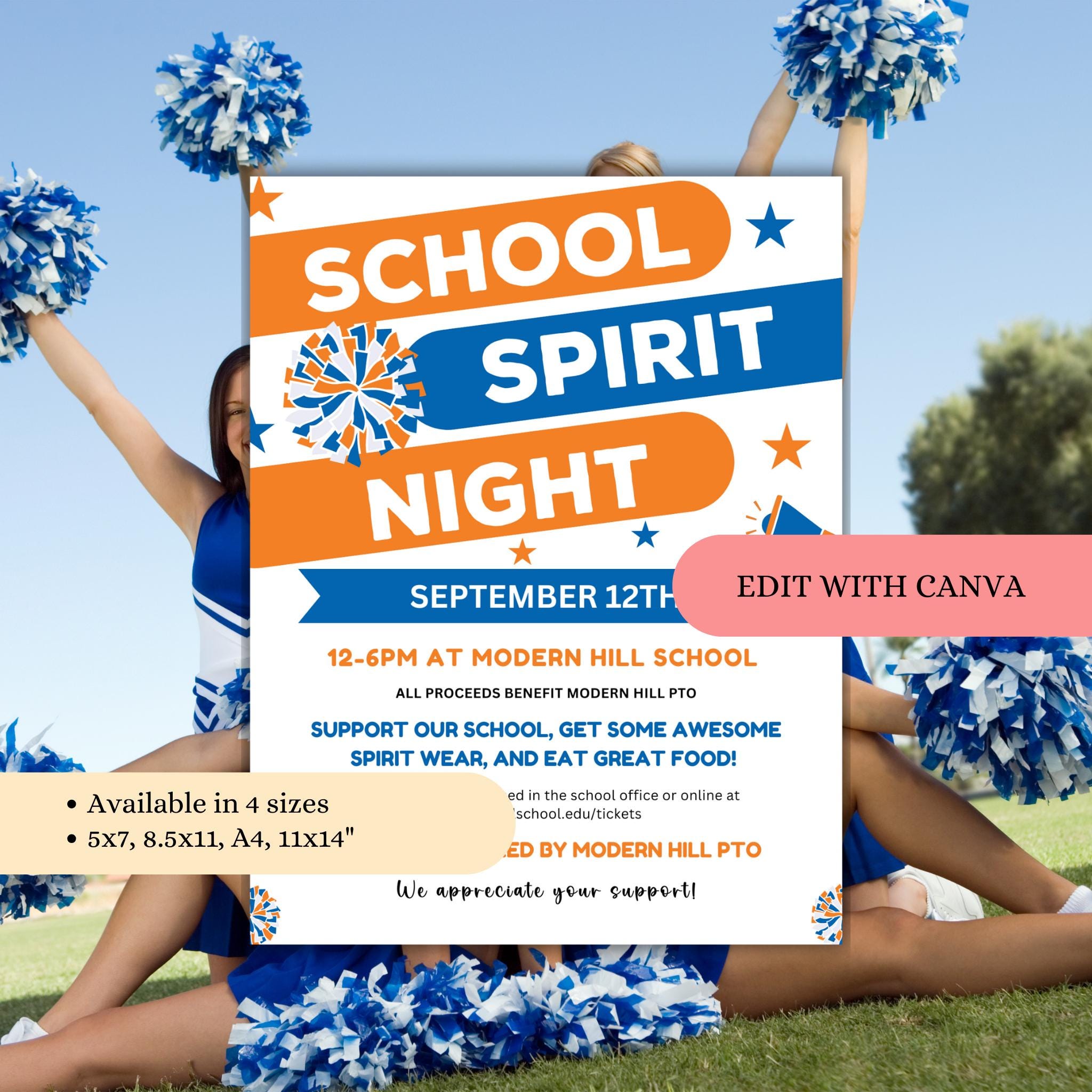 Editable School Spirit Night Flyer, School Spirit Night Party ...