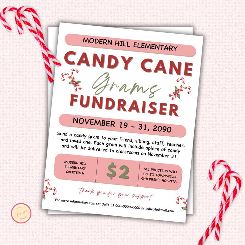 Editable Candy Cane Gram Canva Template - Holiday Christmas Grams ...