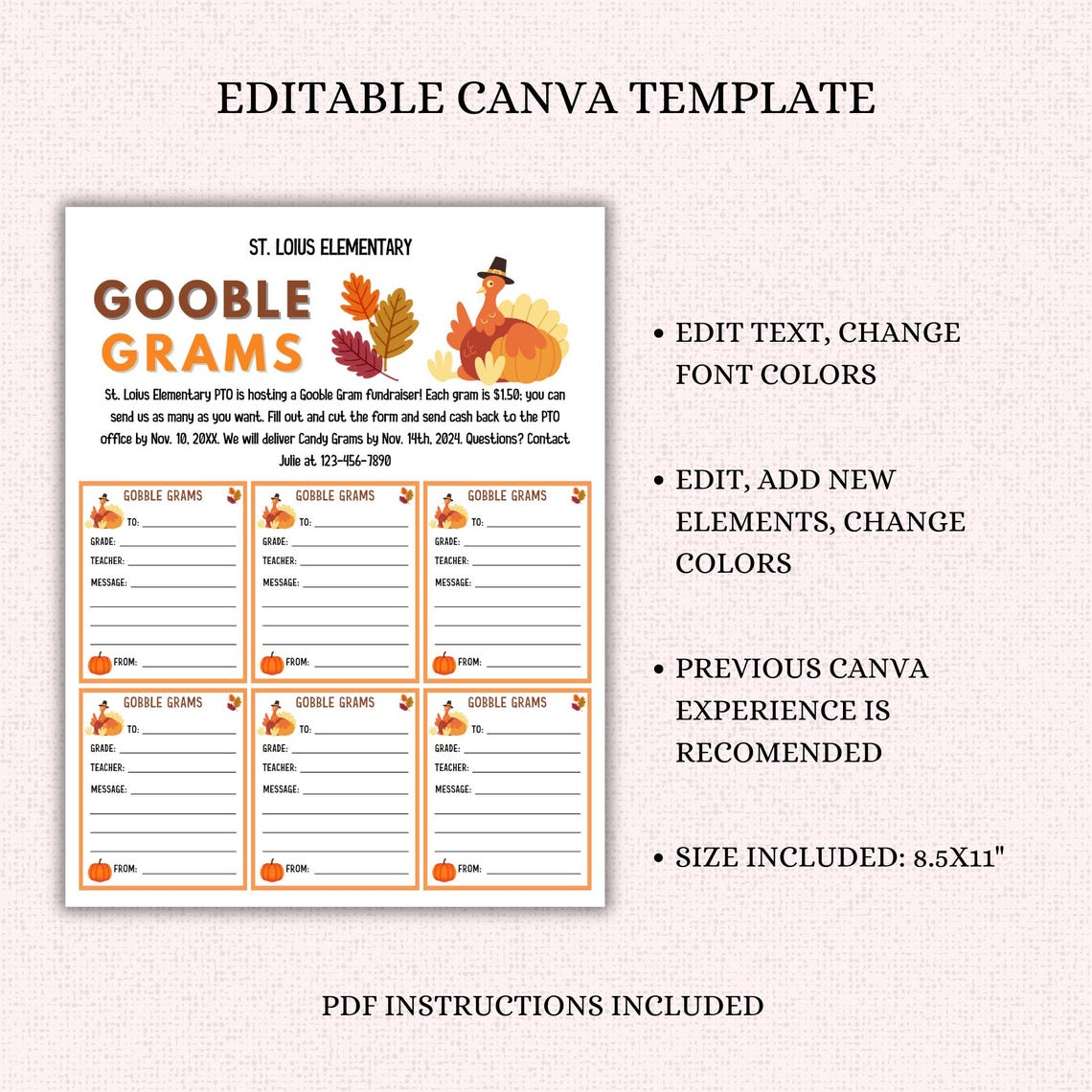 Gooble Thanksgiving Gram Flyer Template - Thankful Grateful for You ...