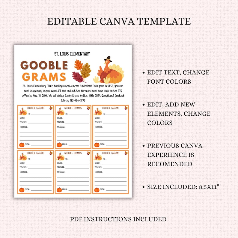 Gooble Thanksgiving Gram Flyer Template - Thankful Grateful for You ...