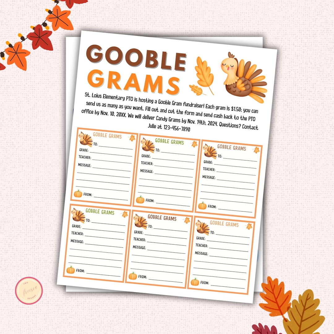 Gooble Thanksgiving Gram Flyer - Thankful Grateful for You Candy Gram ...