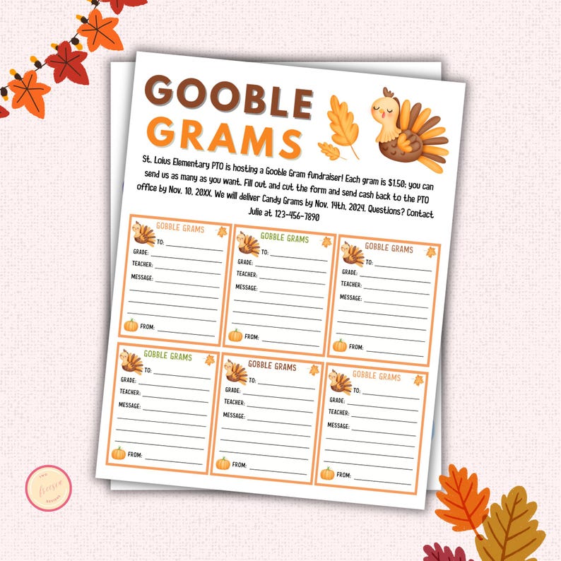 Gooble Thanksgiving Gram Flyer - Thankful Grateful for You Candy Gram ...