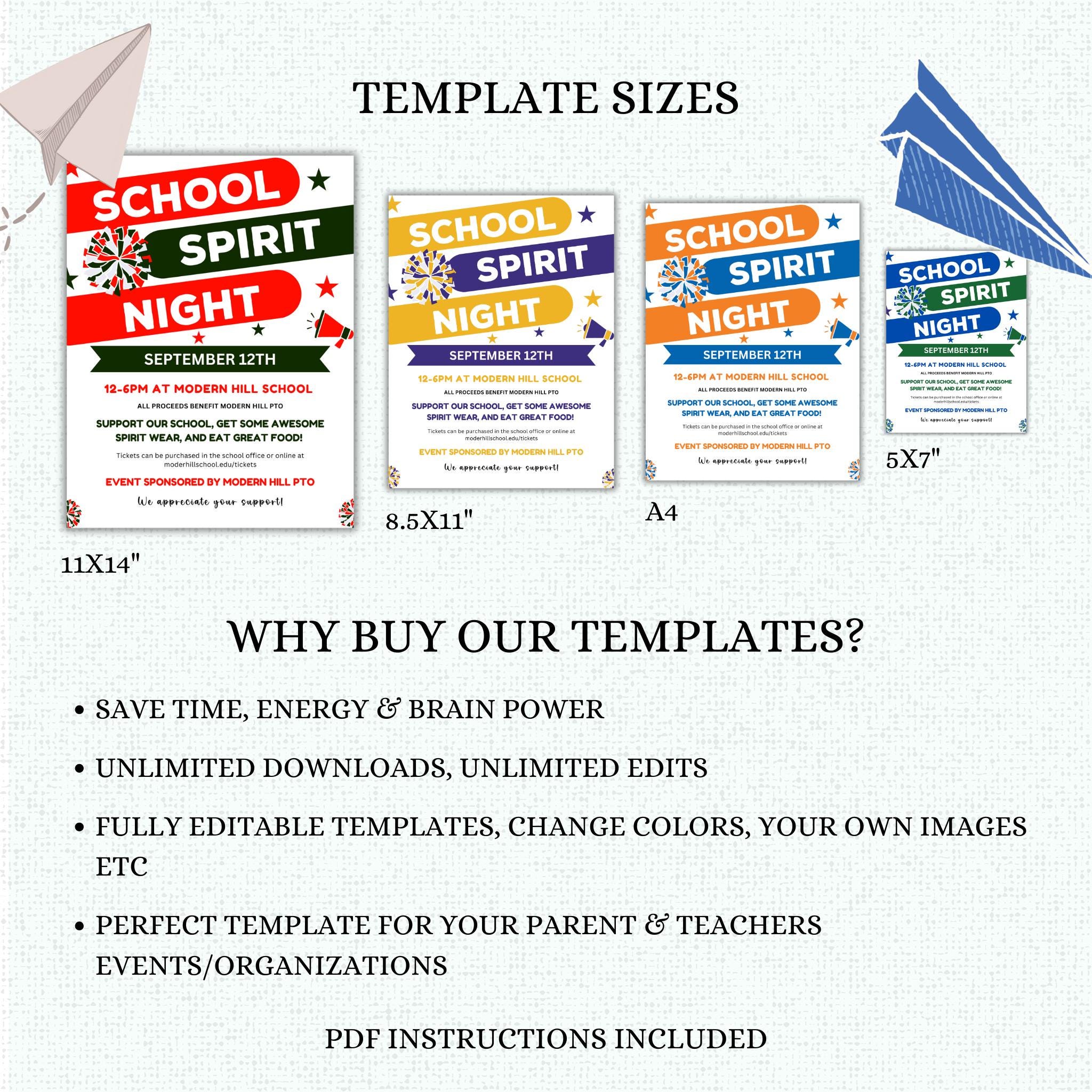 School Spirit Night Flyer, Editable School Spirit Night Party ...