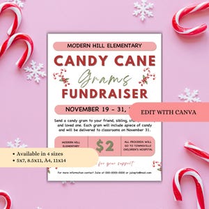 Editable Candy Cane Gram Canva Template - Holiday Christmas Grams ...