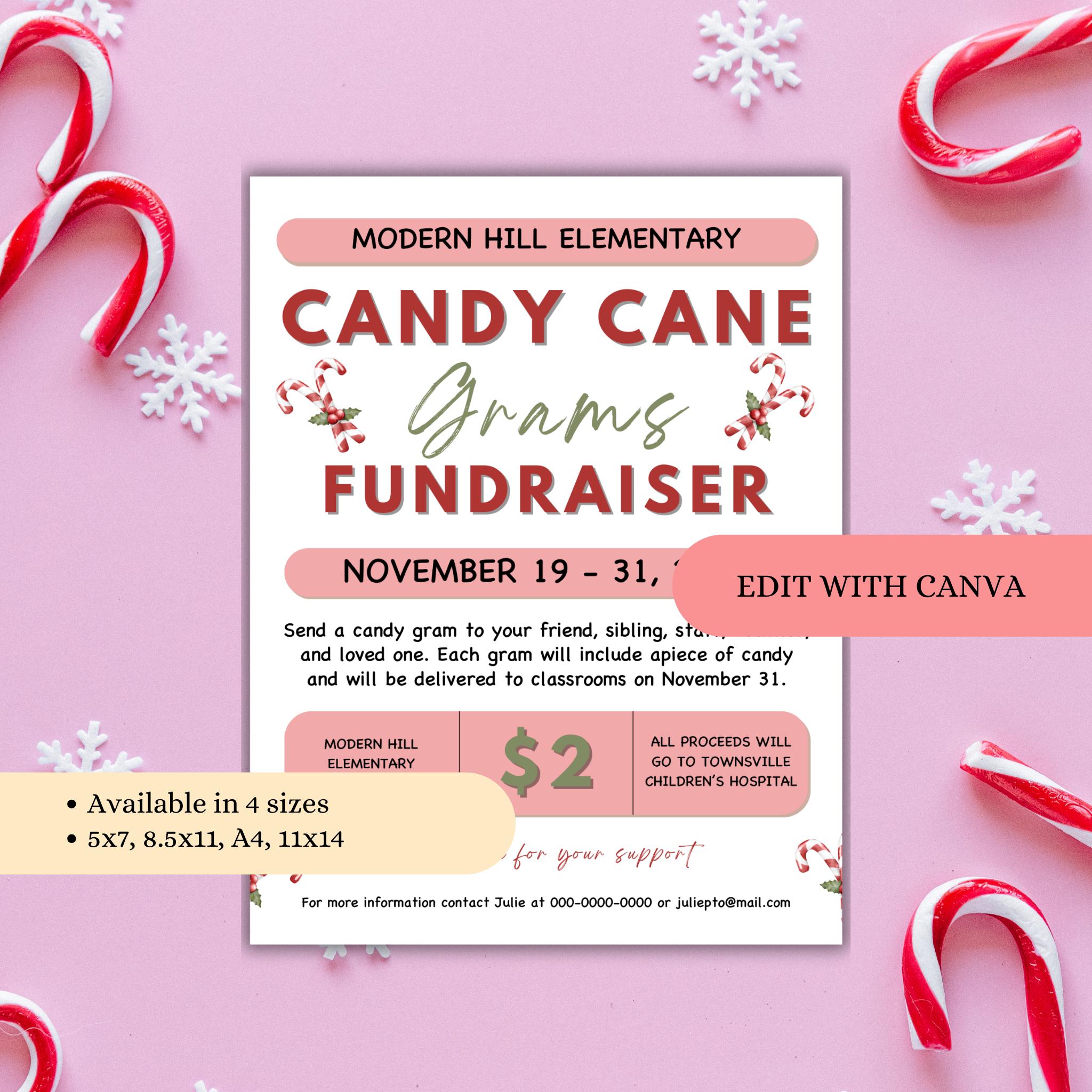 Editable Candy Cane Gram Canva Template - Holiday Christmas Grams ...