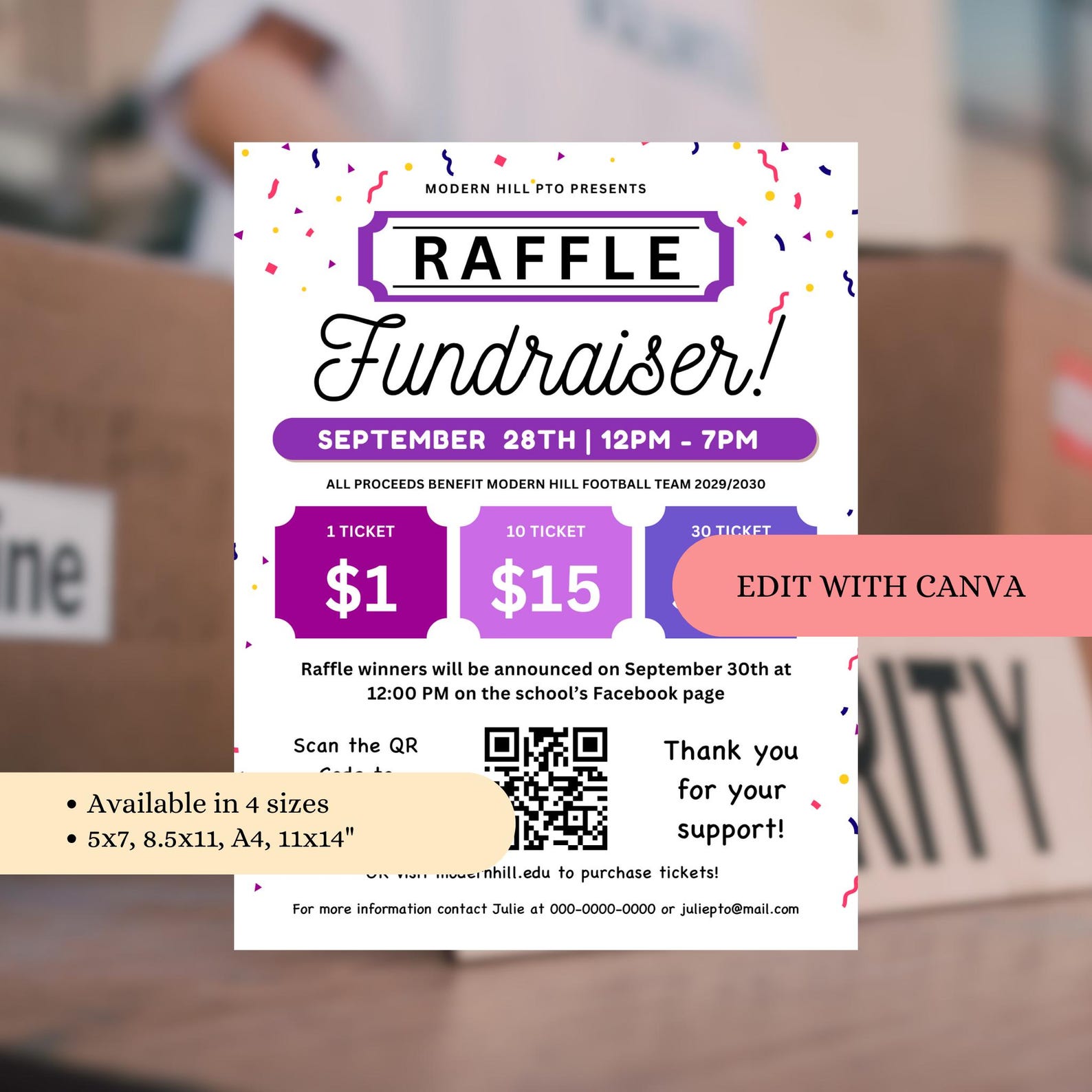 Editable Raffle Fundraiser Templates Flyer, Raffle Ticket Fundraiser ...