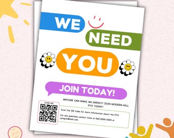 Join the PTA QR Code Flyer Join the PTO Recruitment Template Editable ...