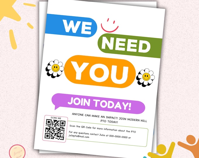 Join the PTA QR Code Flyer Join the PTO Recruitment Template Editable ...