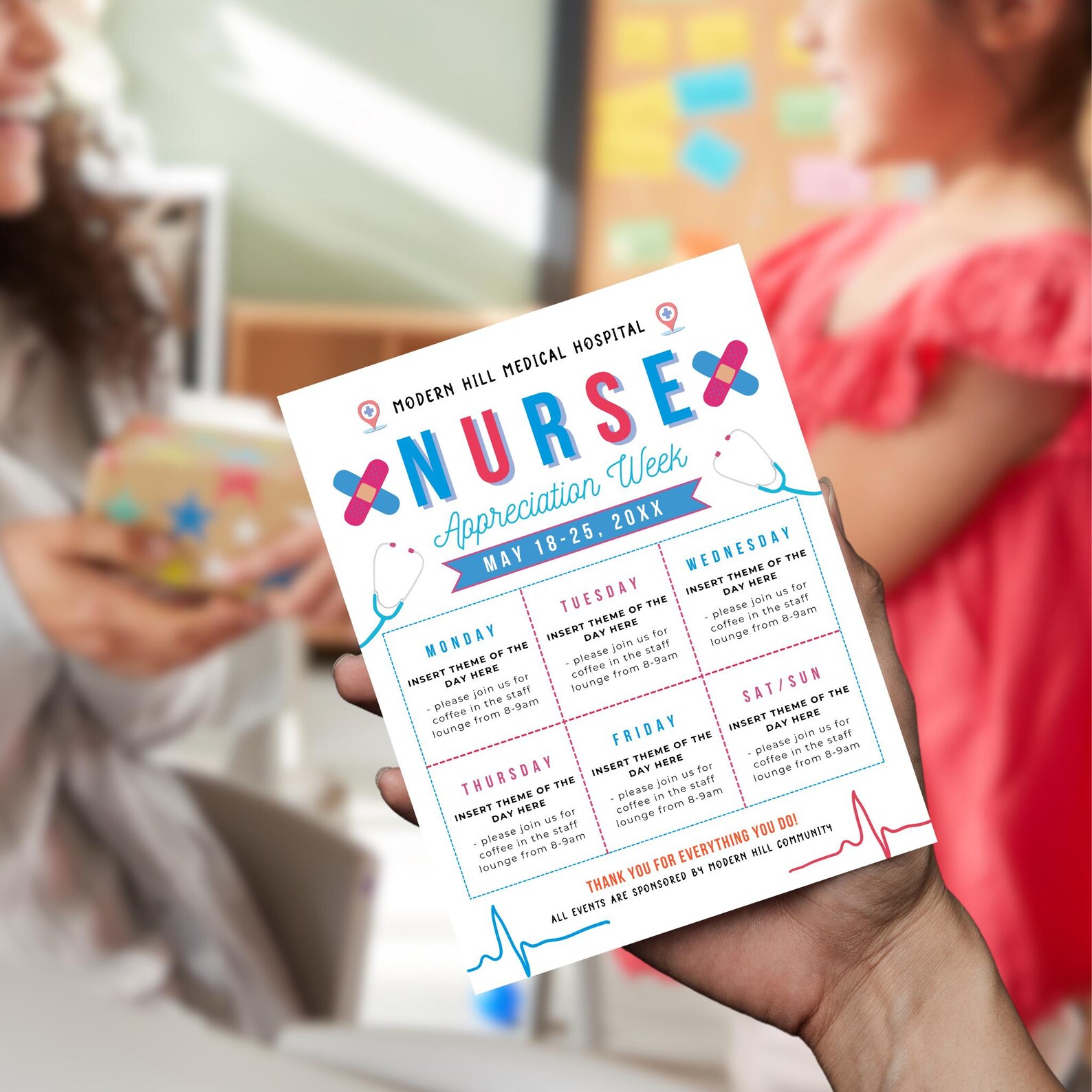 Nurse Appreciation Week Flyer, Itinerary Flyer, Canva Poster, Editable ...