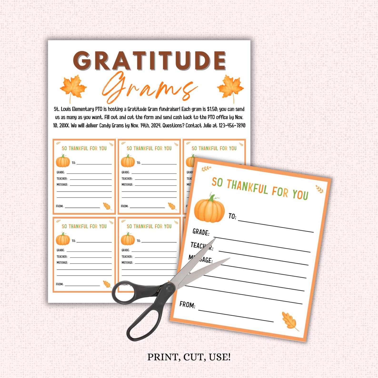 Gratitude Gram Flyer - Thankful Grateful for You Candy Gram - Editable ...