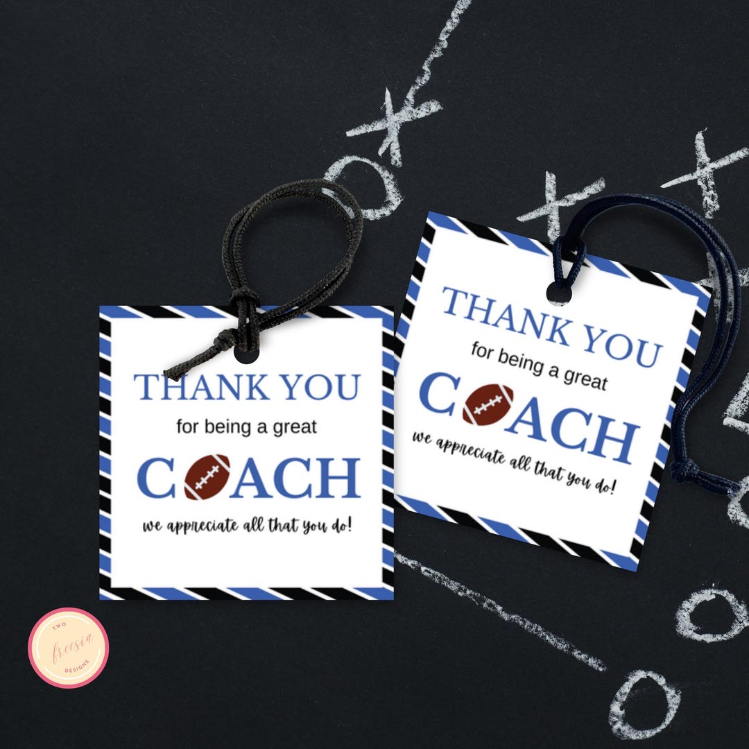 Printable Football Coach Appreciation Tag Thank You Coach Gift Tags 3x3 ...