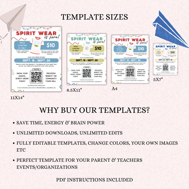 School Spirit Wear Flyer, Editable School Spirit Wear Sale Fundraiser ...