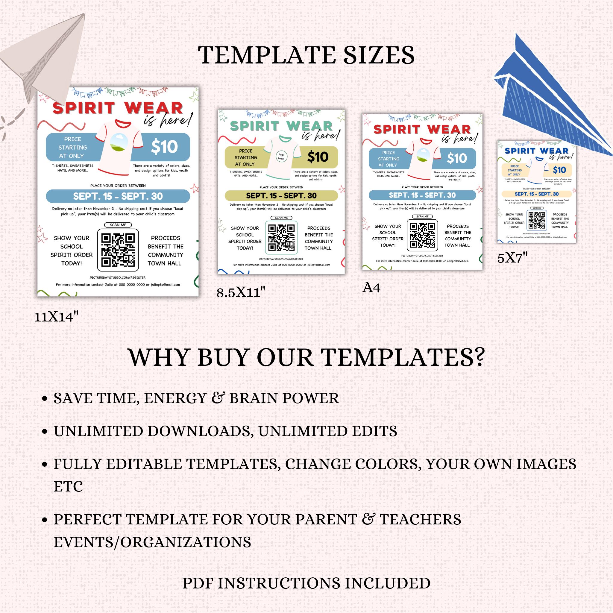 School Spirit Wear Flyer, Editable School Spirit Wear Sale Fundraiser ...