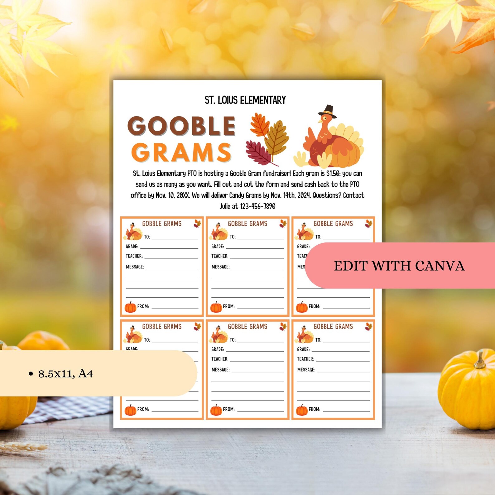 Gooble Thanksgiving Gram Flyer Template - Thankful Grateful for You ...