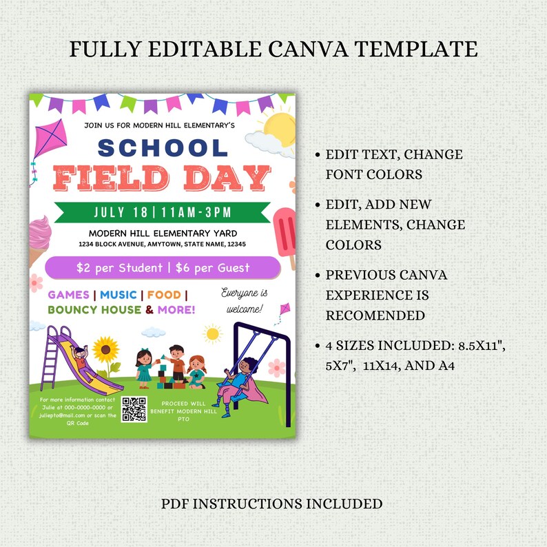 Editable School Field Day Flyer Template, PTA PTO, Church, Family ...