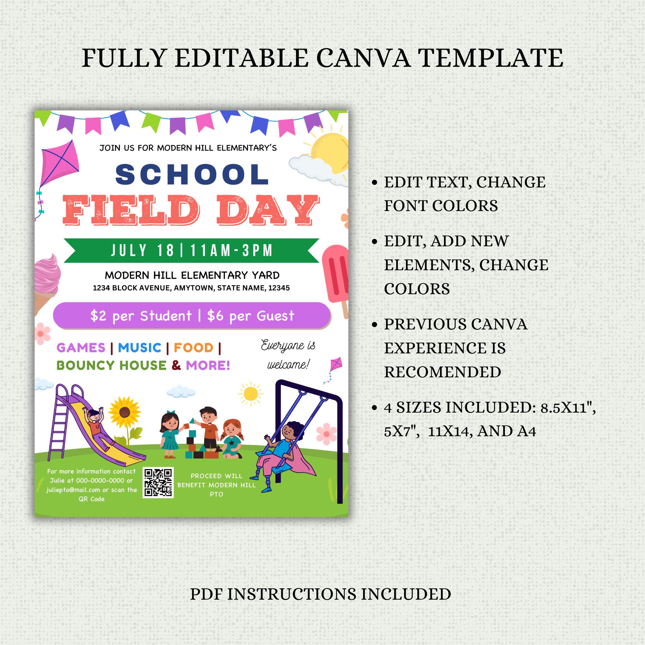 Editable School Field Day Flyer Template, PTA PTO, Church, Family ...