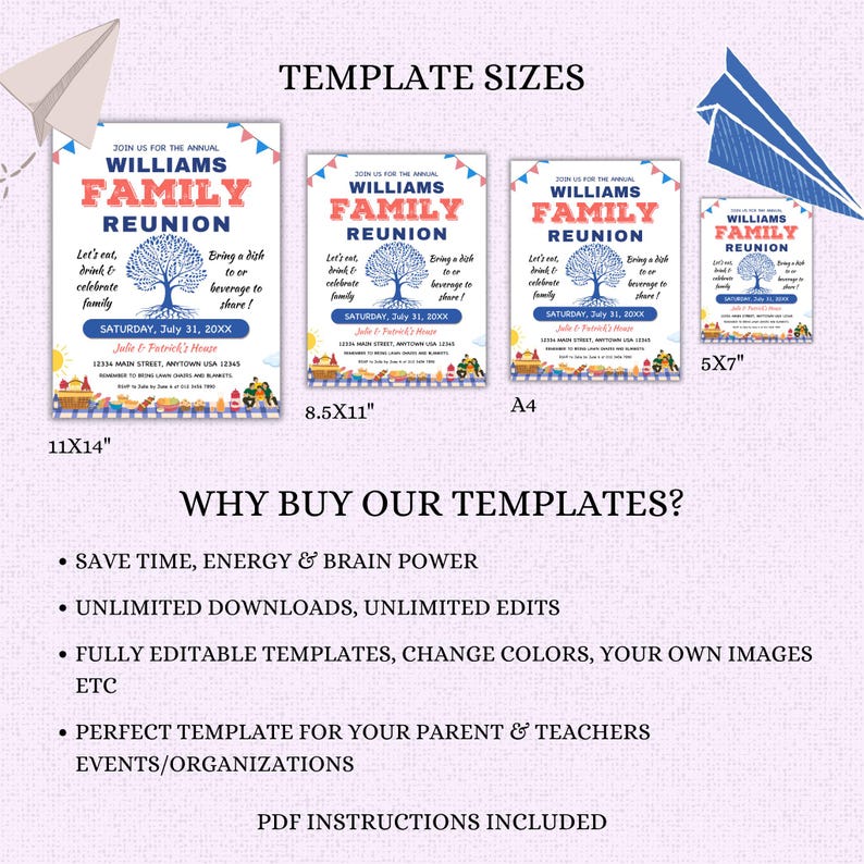 Editable Family Reunion Tree Flyer Template, Family Gathering, Cousin ...