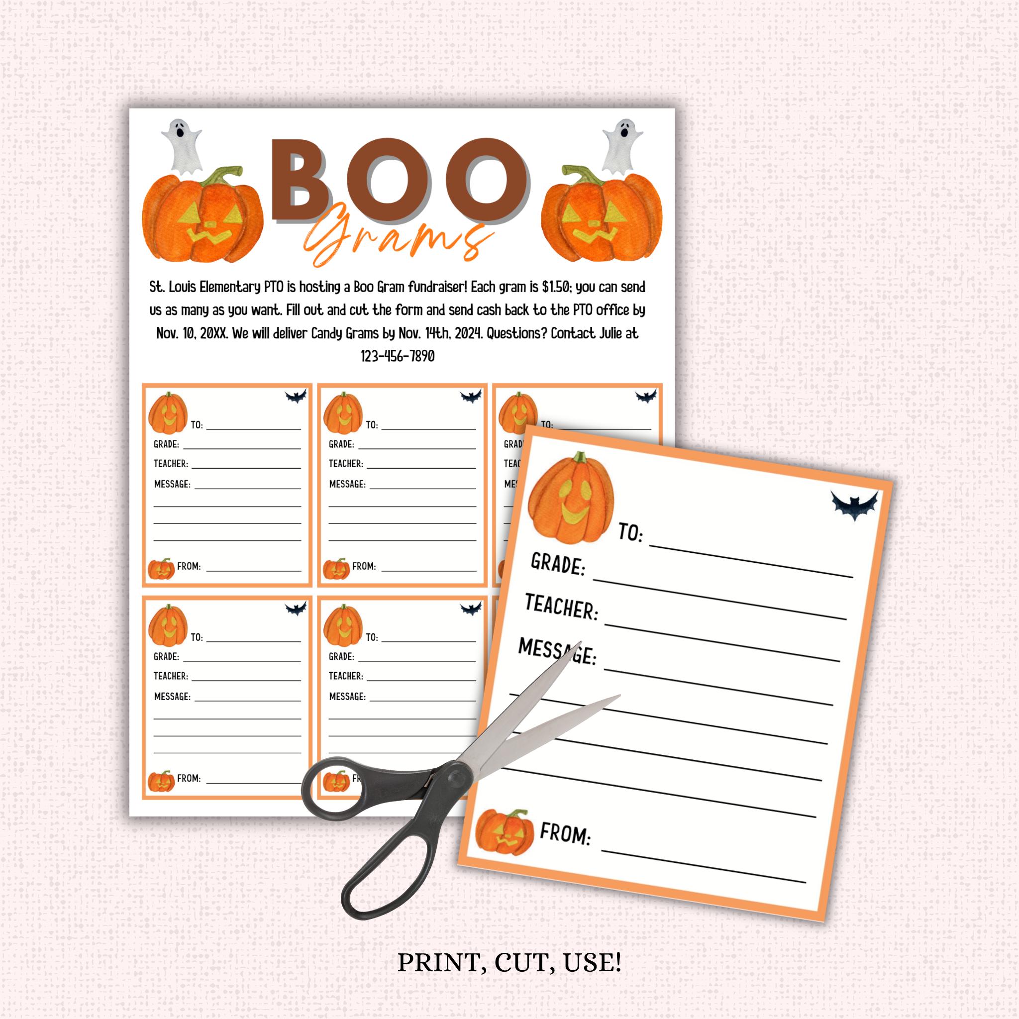 Halloween Boo Gram Flyer Template - Halloween Candy Gram - Editable Pto ...