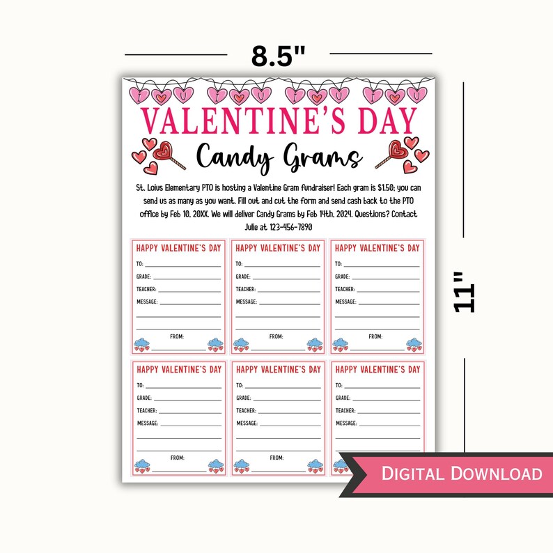 Valentine's Day Candy Gram Flyer Editable Template - Valentine Candy ...