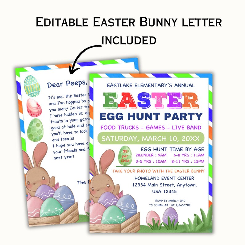 Editable Easter Fundraiser Flyer - Easter Egg Hunt Flyer Printable ...