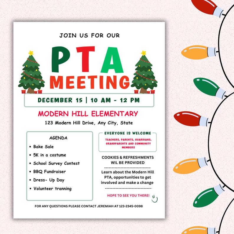 School PTA PTO Monthly Meetings Flyer Template Bundle - Editable PTA ...