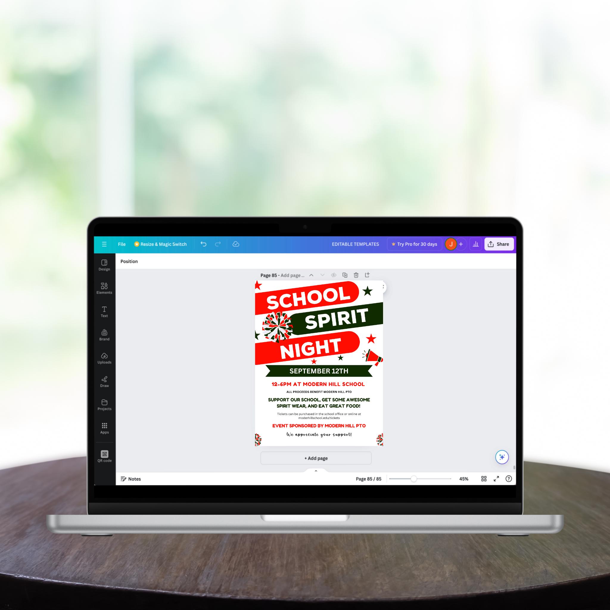 School Spirit Night Flyer, Editable School Spirit Night Party ...