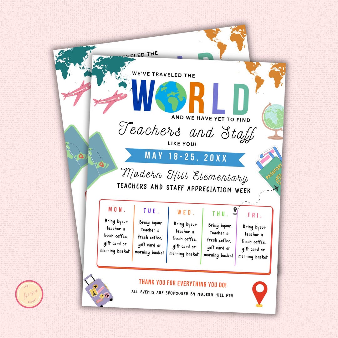 International Theme Teacher Appreciation Week Flyer, Around the World ...