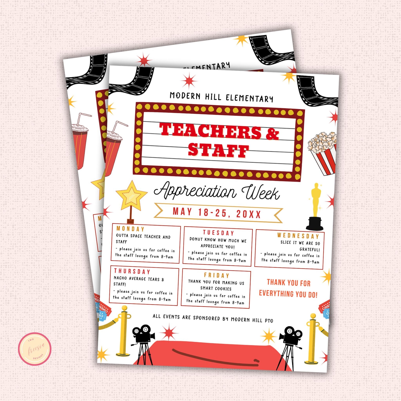 VIP Hollywood Theme-themed Teacher Appreciation Week Flyer, Hollywood ...