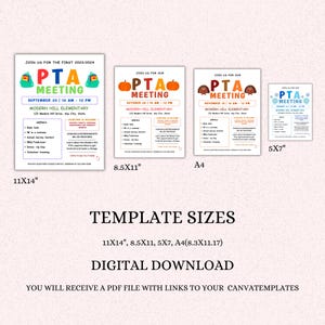 School PTA PTO Monthly Meetings Flyer Template Bundle - Editable PTA ...