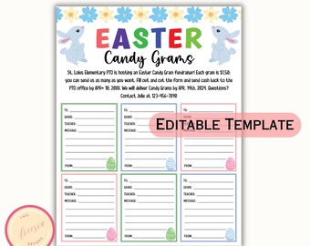 Easter Candy Gram Flyer Editable Template, Easter Bunny Candy Grams ...