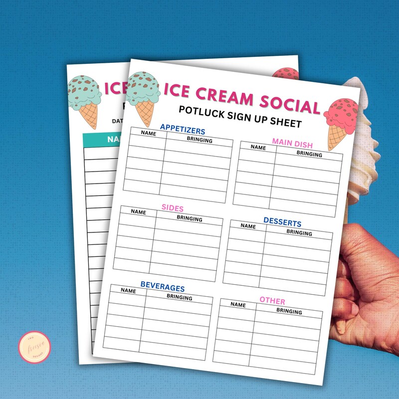 Ice Cream Social Sign up Sheet - Etsy