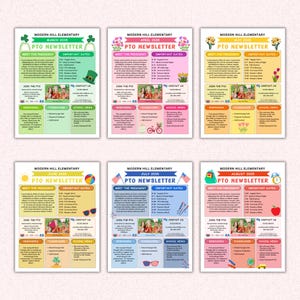 PTO/PTA Monthly Newsletter Template Bundle - 12 Editable PTA Canva ...