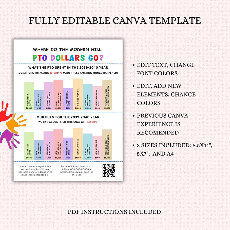 PTO PTA Explanation of Dollars Template - Editable Fundraising ...