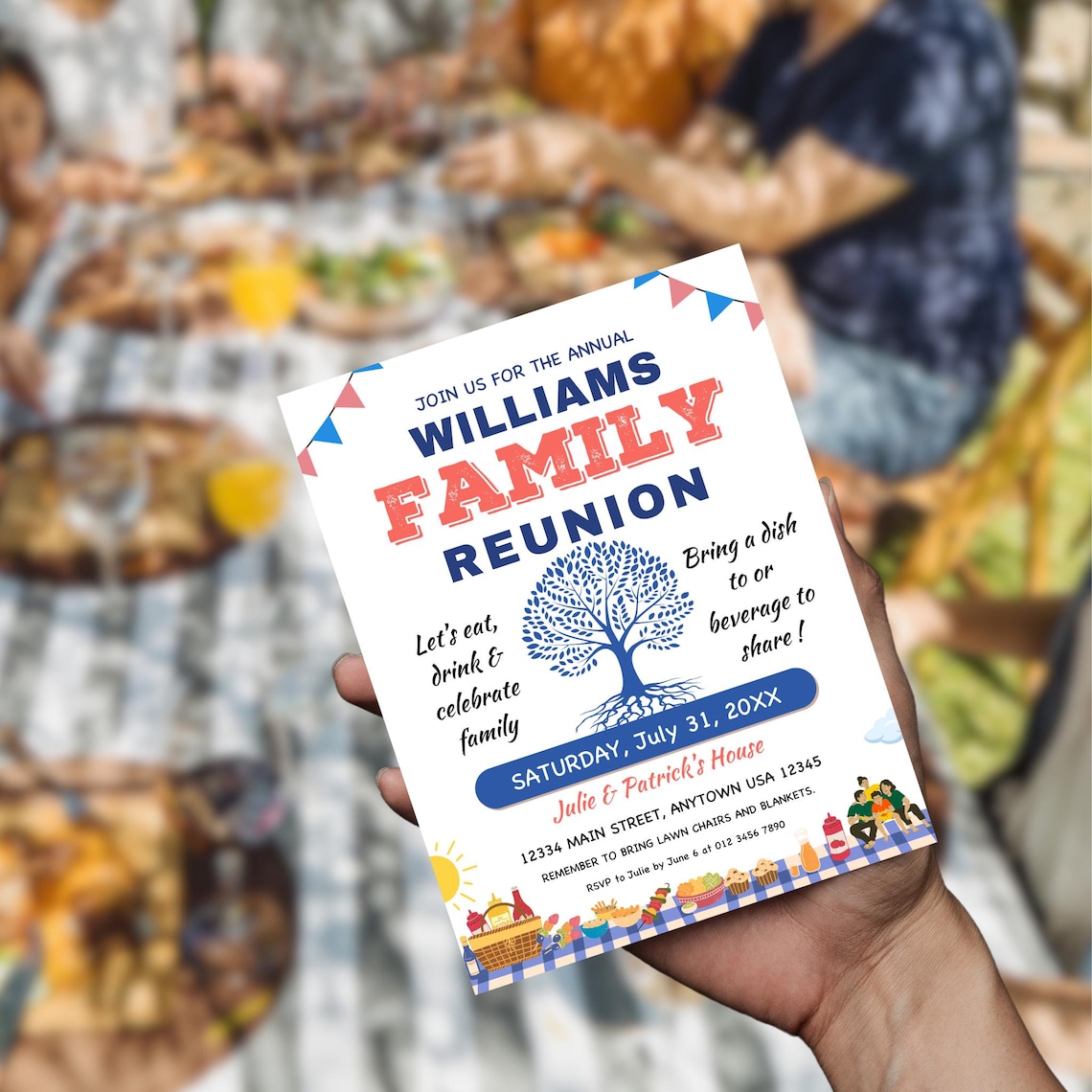 Editable Family Reunion Tree Flyer Template, Family Gathering, Cousin ...