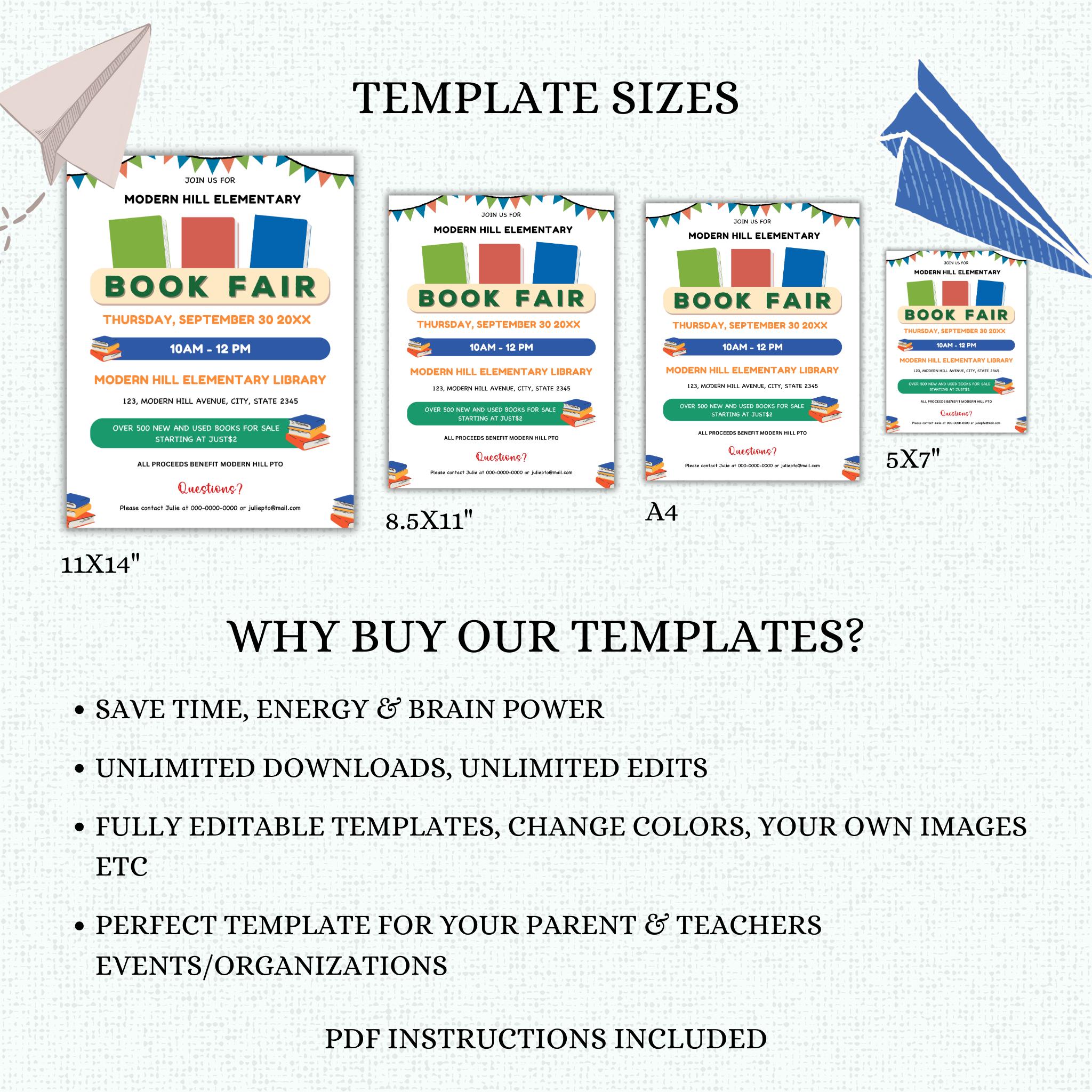 Editable Book Fair Flyer Template, Community Party Invitation ...