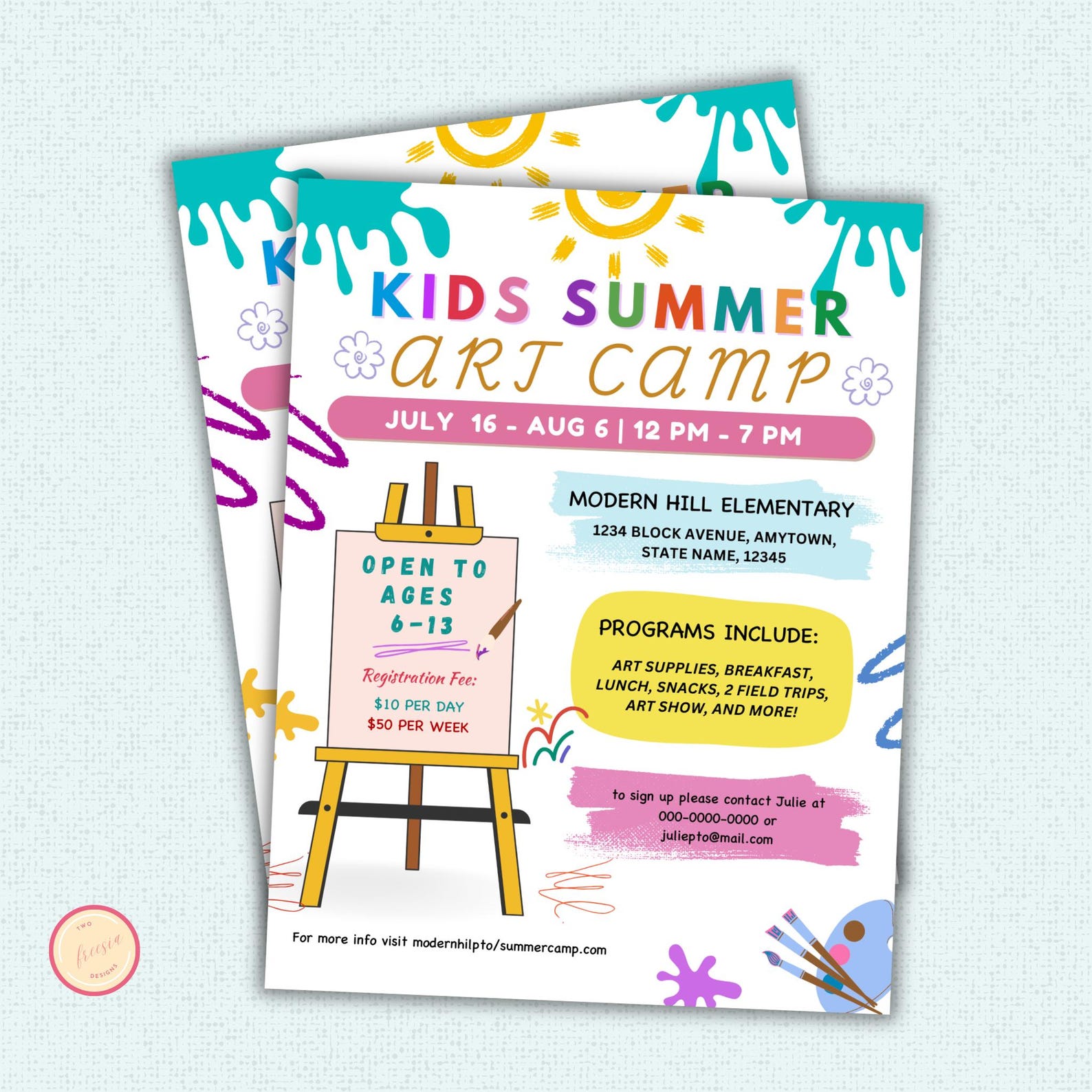 Editable Kids Summer Art Camp Flyer Template, Summer Break, Spring Art ...