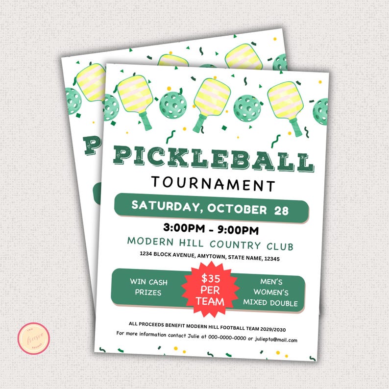 Editable Pickleball Tournament Flyer Template, Printable Pickleball ...