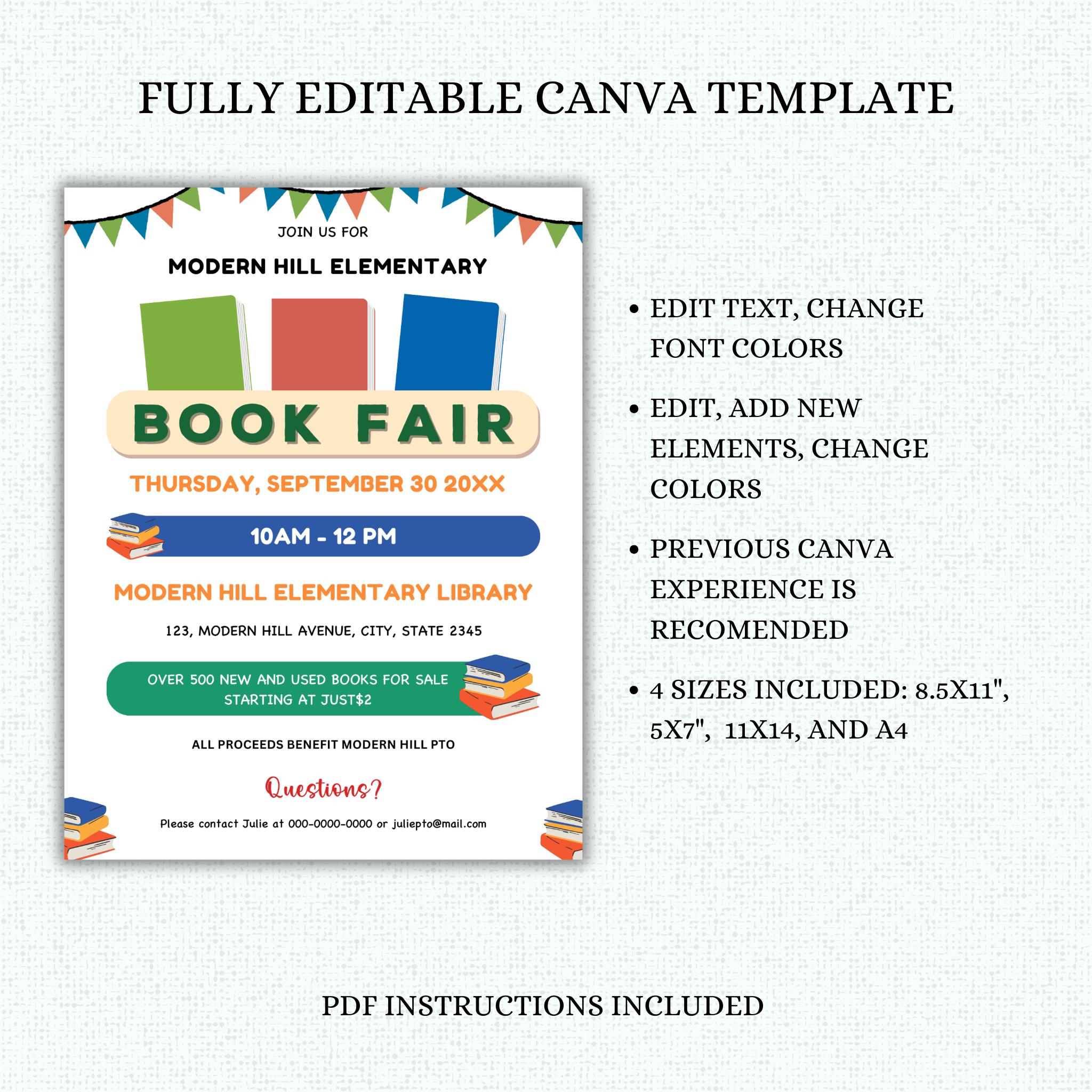 Editable Book Fair Flyer Template, Community Party Invitation ...